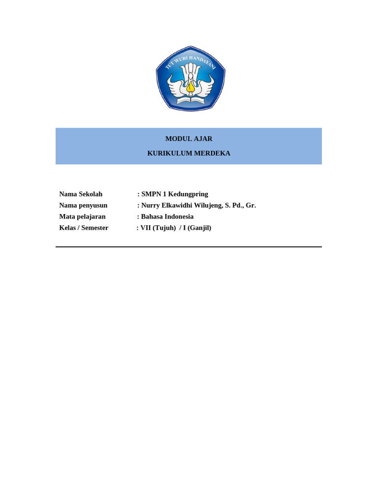 Modul Ajar Kls 7 Semester 1 Bab 1 Belum Fix | PDF