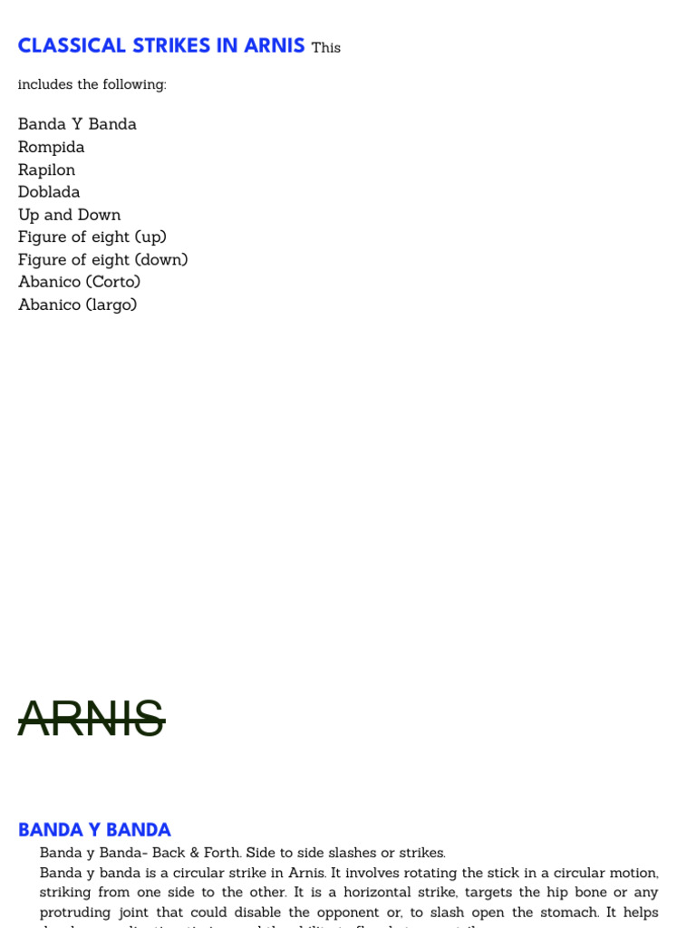 Classical strikes in Arnis | PDF