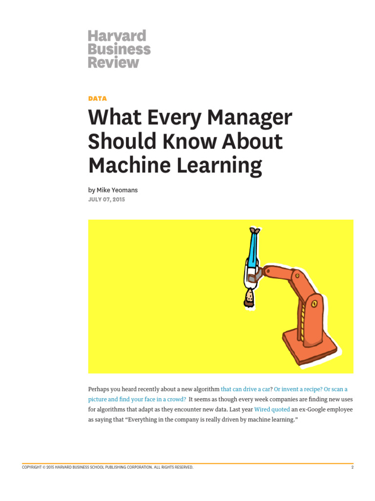 What Every Manager Should Know About Machine Learning | PDF