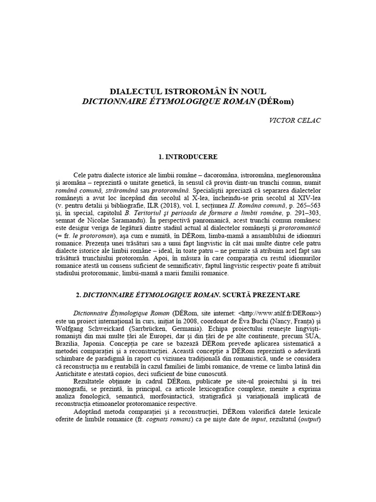 Dialectul Istroroman in Noul Dictionnair | PDF