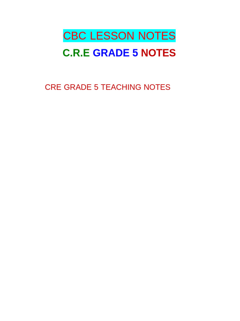 Cre Grade 5 Notes | PDF
