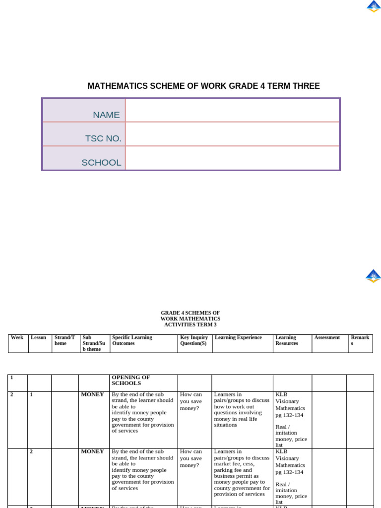Maths Grade 4 Term 3 | PDF