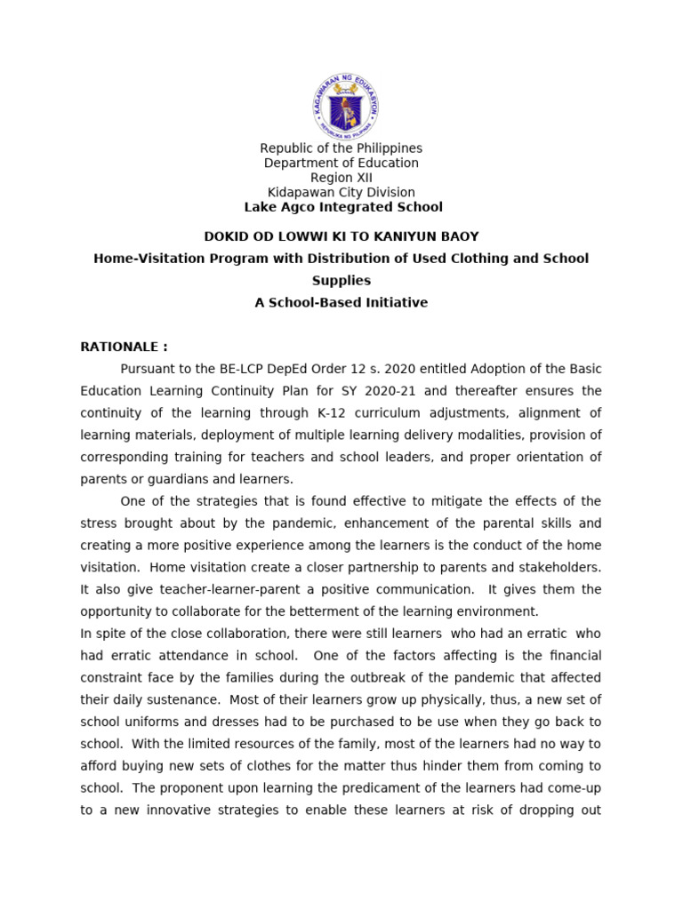 2022 Project Design Home Visitation | PDF