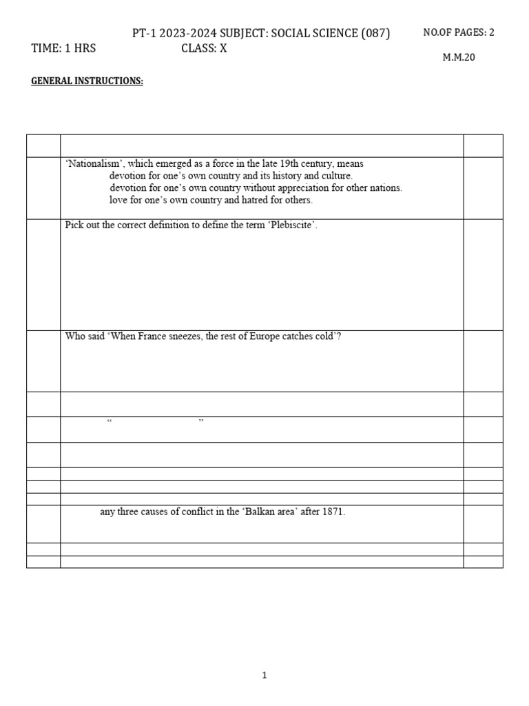 Class 10 SST QP and Ms | PDF