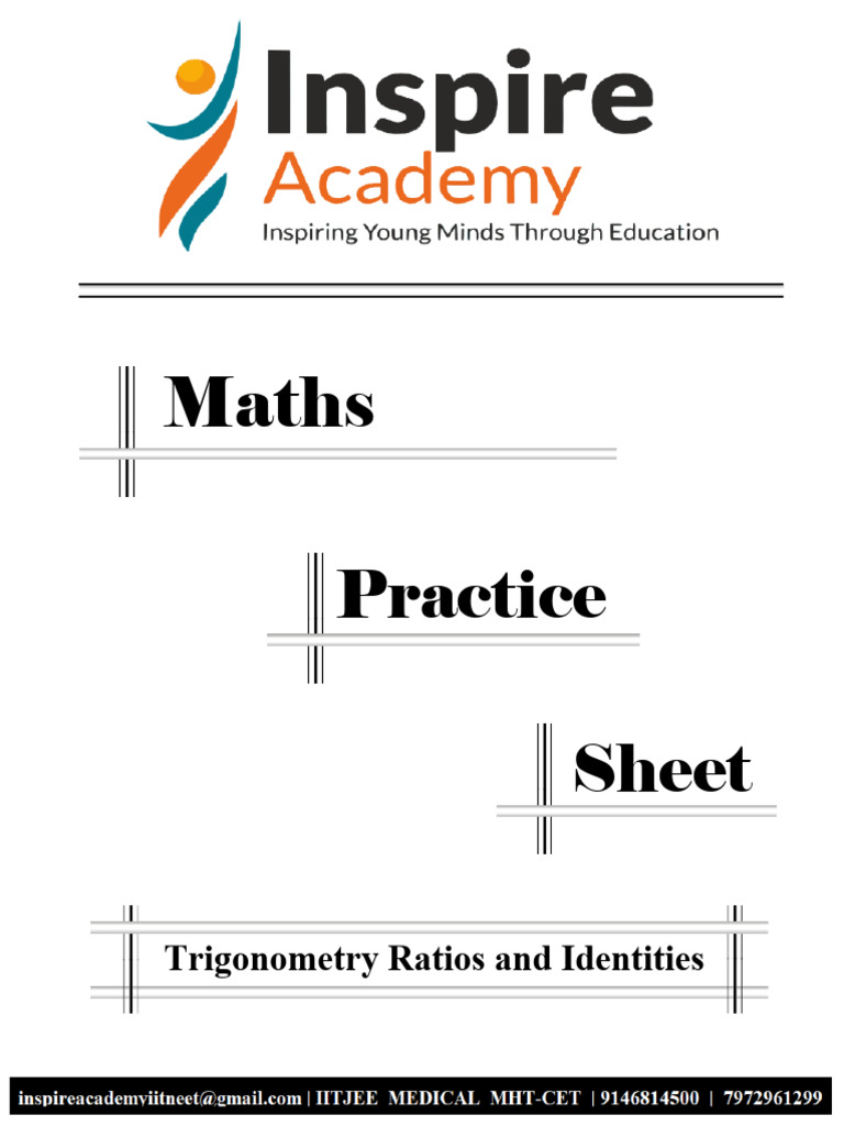 Trigonometry Practice Sheet | PDF | Special Functions | Angle