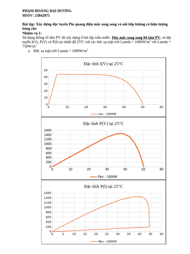 Bài 3-BT 1 Mắc Song Song Và Nối Tiếp Các Tấm PV Có Cùng Búc Xạ Mặt Trời | PDF