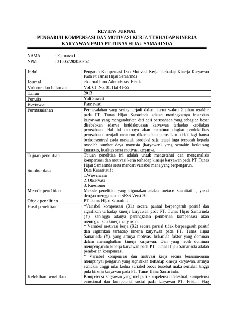 Contoh Review Jurnal | PDF