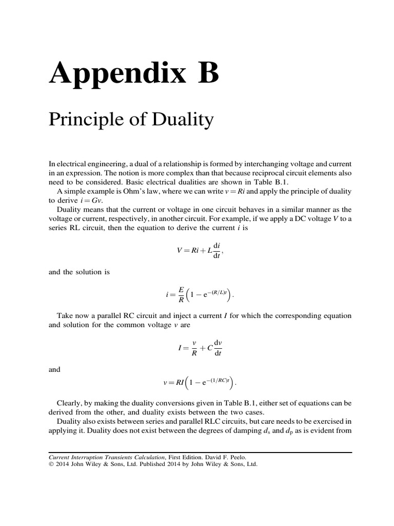 Current Interruption Transients Calculation - 2014 - Peelo - Principle of Duality | PDF