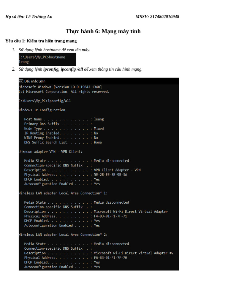 TH C Hành 6: M NG Máy Tính | PDF