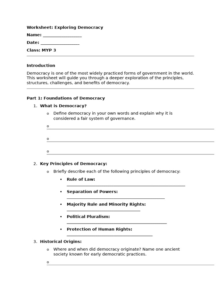 Worksheet- democracy | PDF