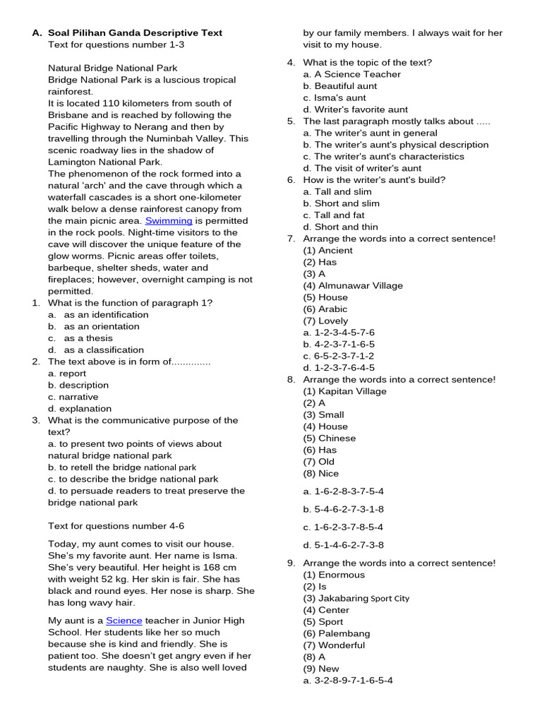 Soal Descriptive Text SMA KLS 10 | PDF