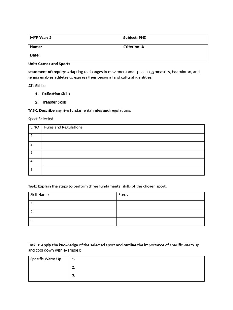 MYP Formative A 2024 | PDF