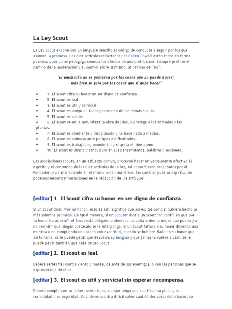 La Ley Scout | Descargar gratis PDF | Exploración | Organizaciones de ...