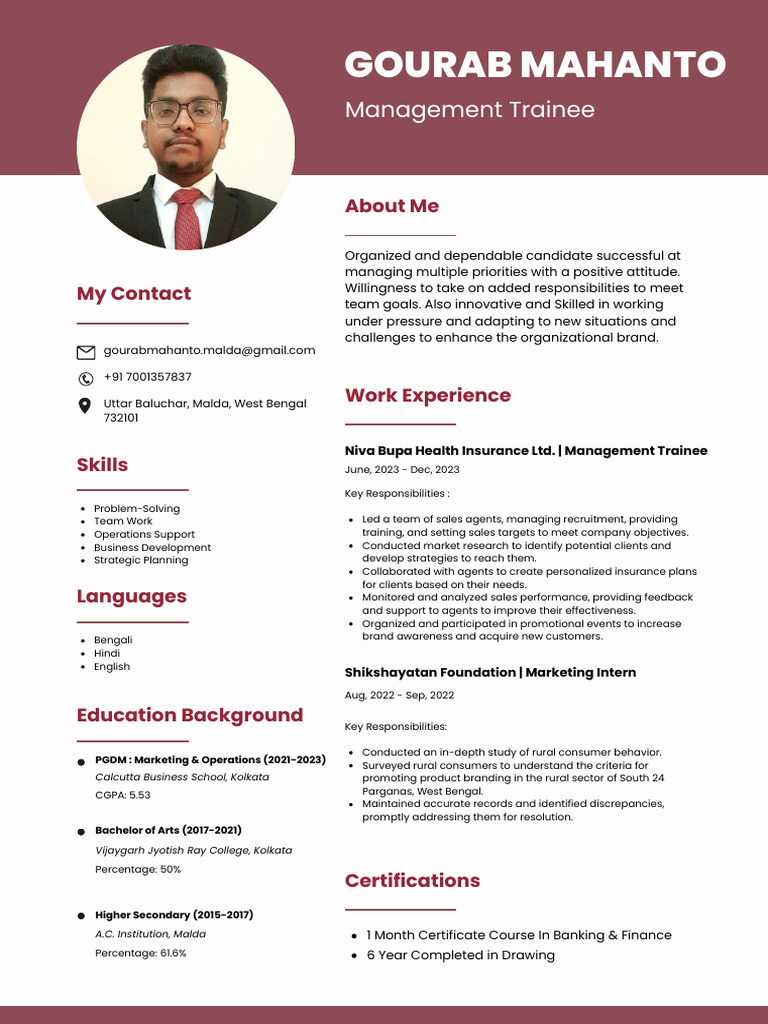 Gourab Mahanto Resume | PDF