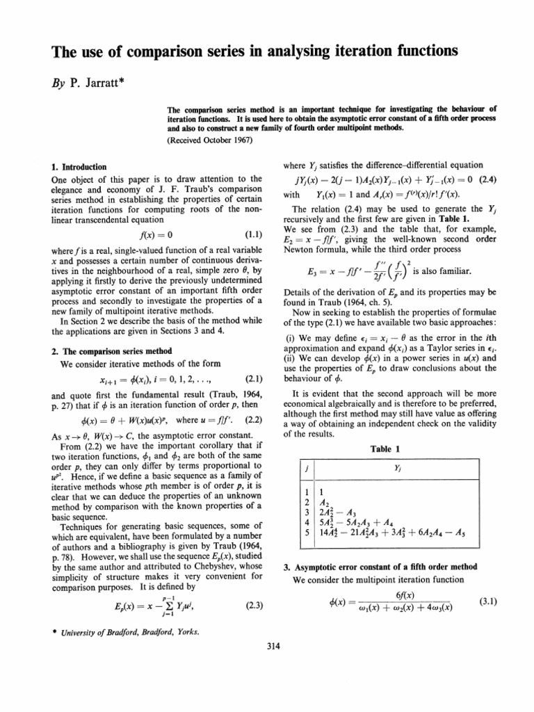 1968 - The Use of Comparison Series in Analysing Iteration Functions | PDF