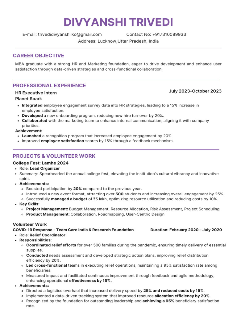 Divyanshi's Resume | PDF