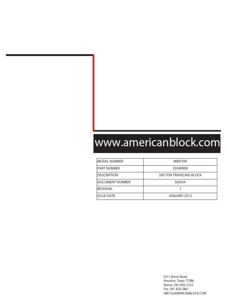 Operation & Maintenance Manual Traveling Block | PDF