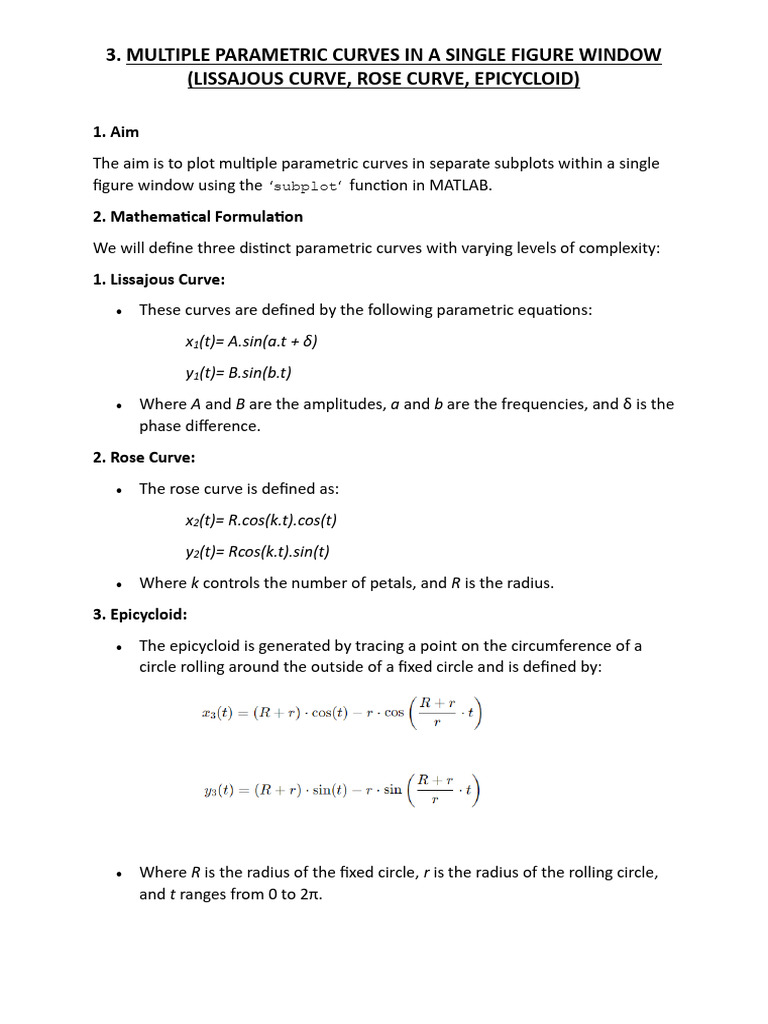 Multiple Parametric Curves in A Single Figure Window (Lissajous Curve ...