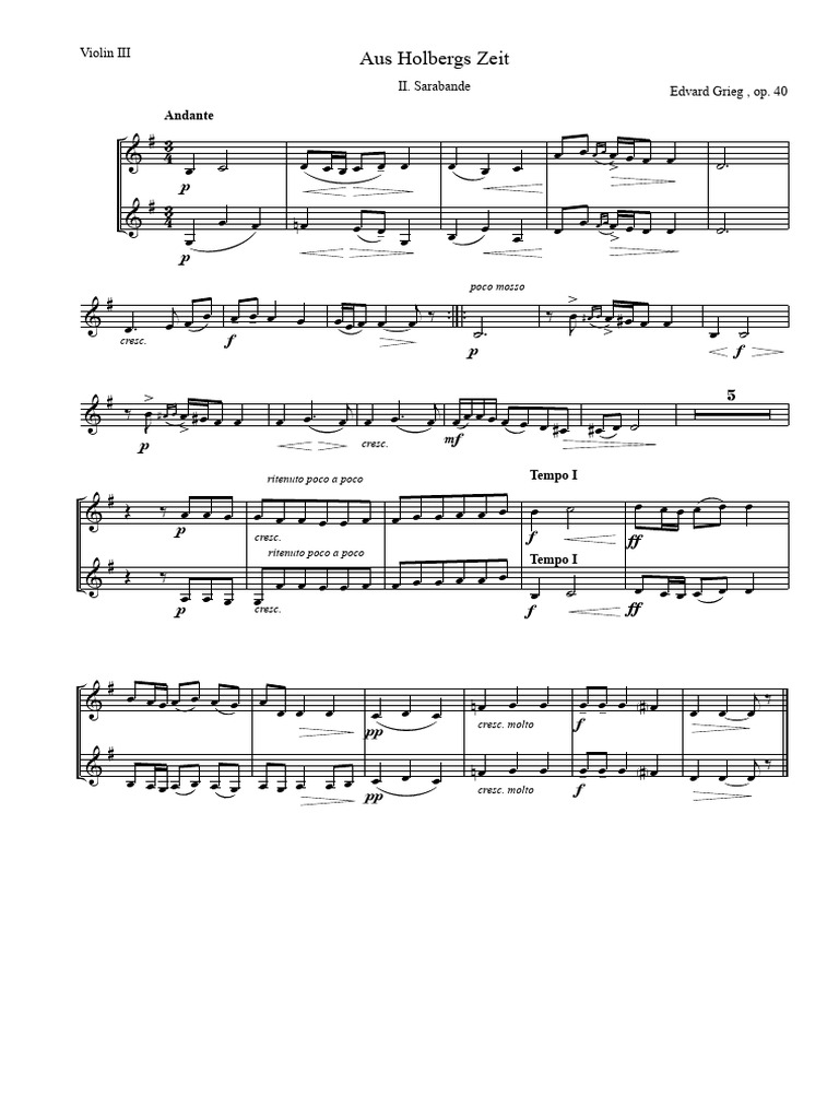 Grieg Op.40 Mov2 VnIII | PDF