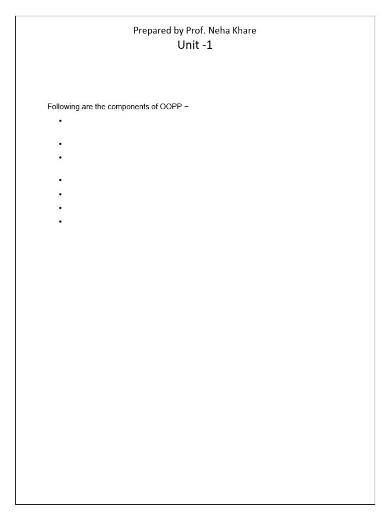 Unit-1 (CS-405) Object Oriented Programming | PDF