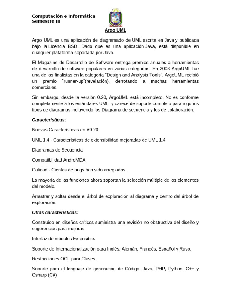 Argo Uml Pdf