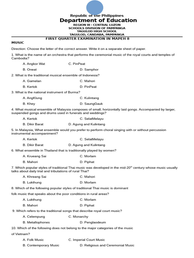 g8 Music-Arts-Pe-Health | PDF