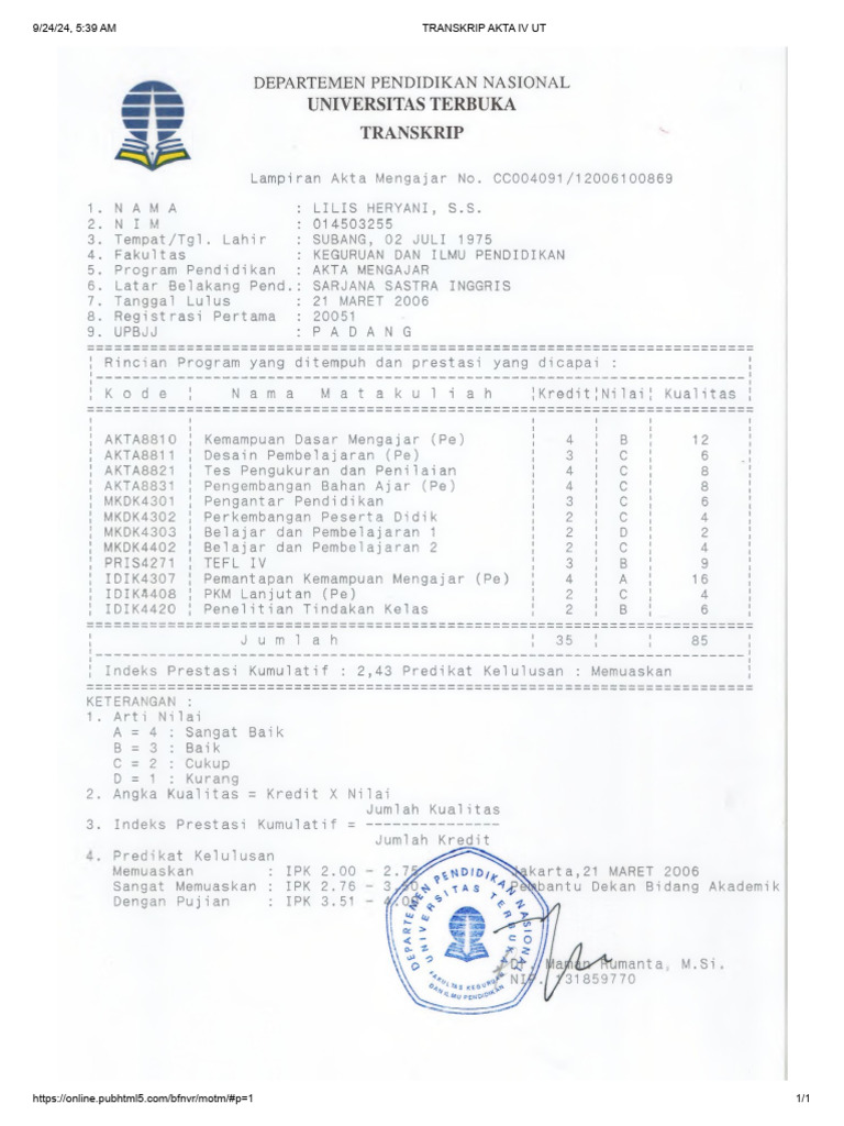 TRANSKRIP AKTA IV UT | PDF