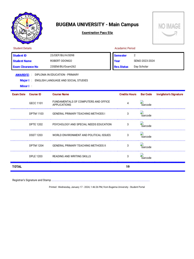 Examination Pass Slip Print | PDF
