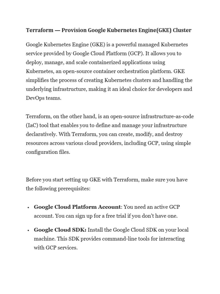GKE Cluster Using Terraform | PDF
