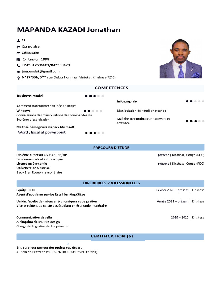 CV Jonathan MapandaJ | PDF
