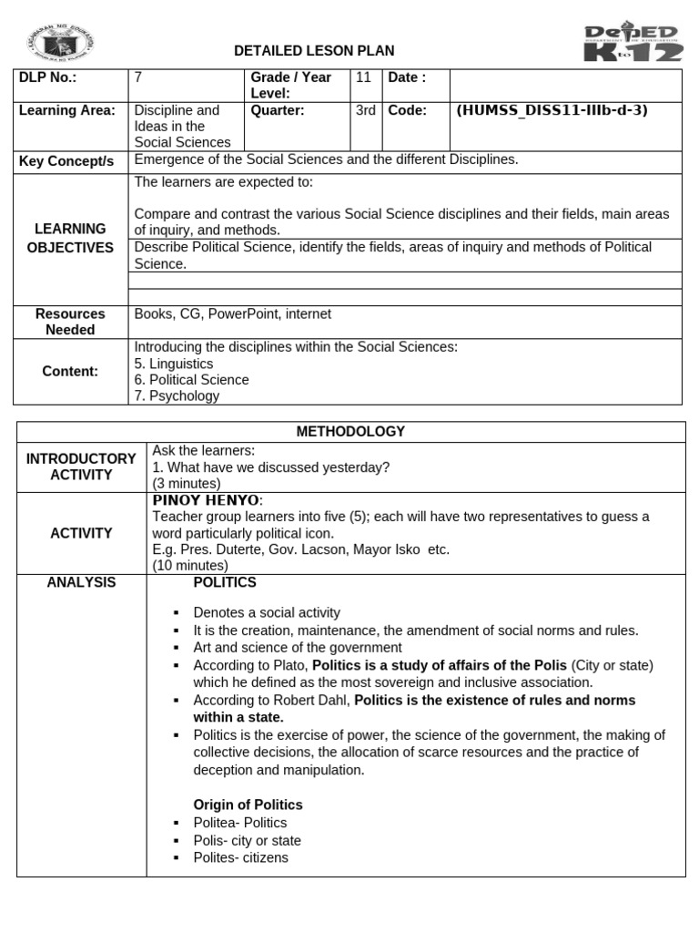 Diss Lesson Plan 7.7 | PDF