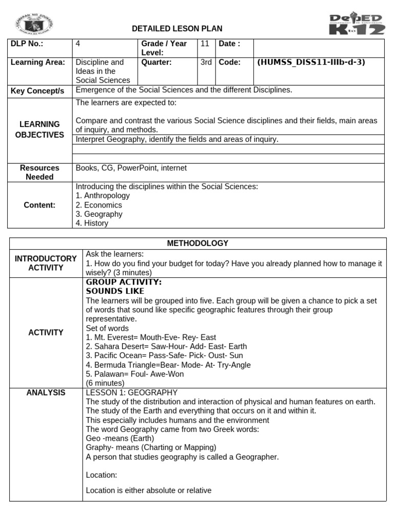 Diss Lesson Plan 4.4 | PDF