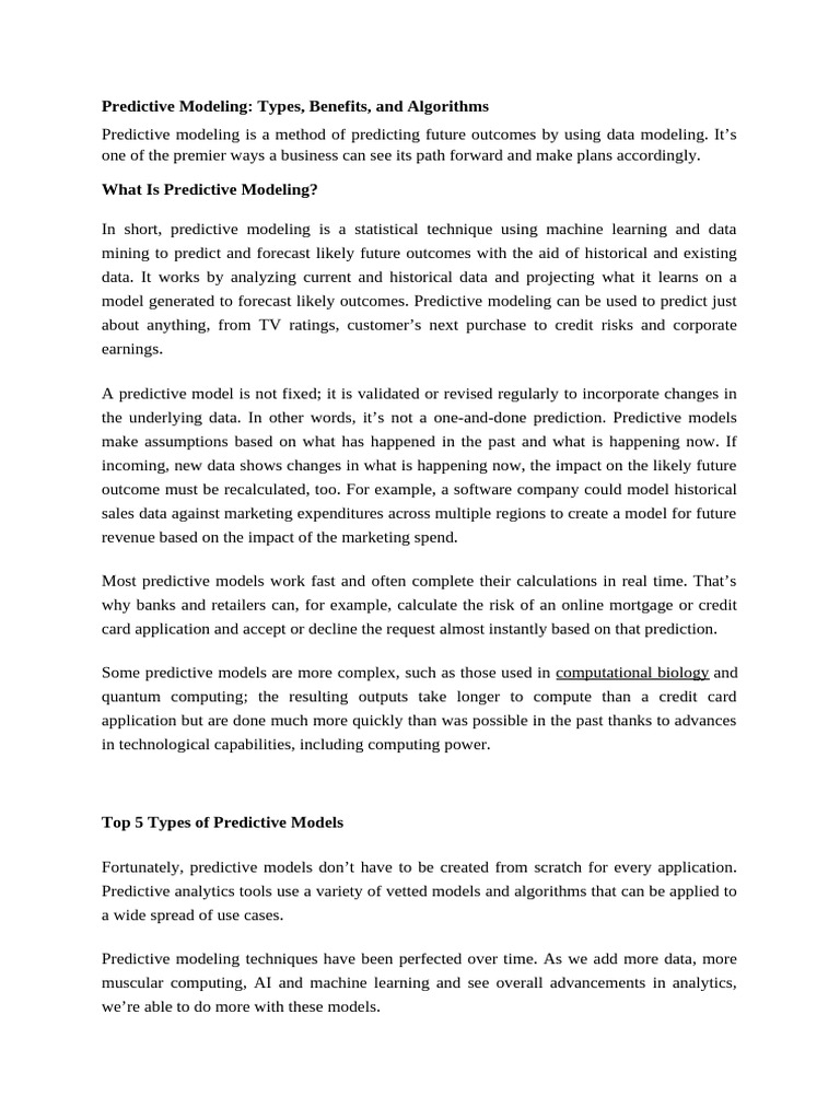 Predictive Modeling Introduction | PDF