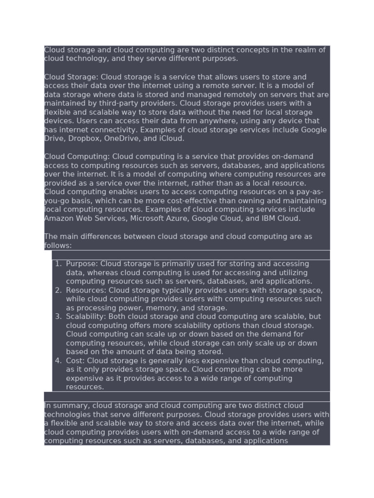 ict stuff about cloud computing and cloud storage | PDF