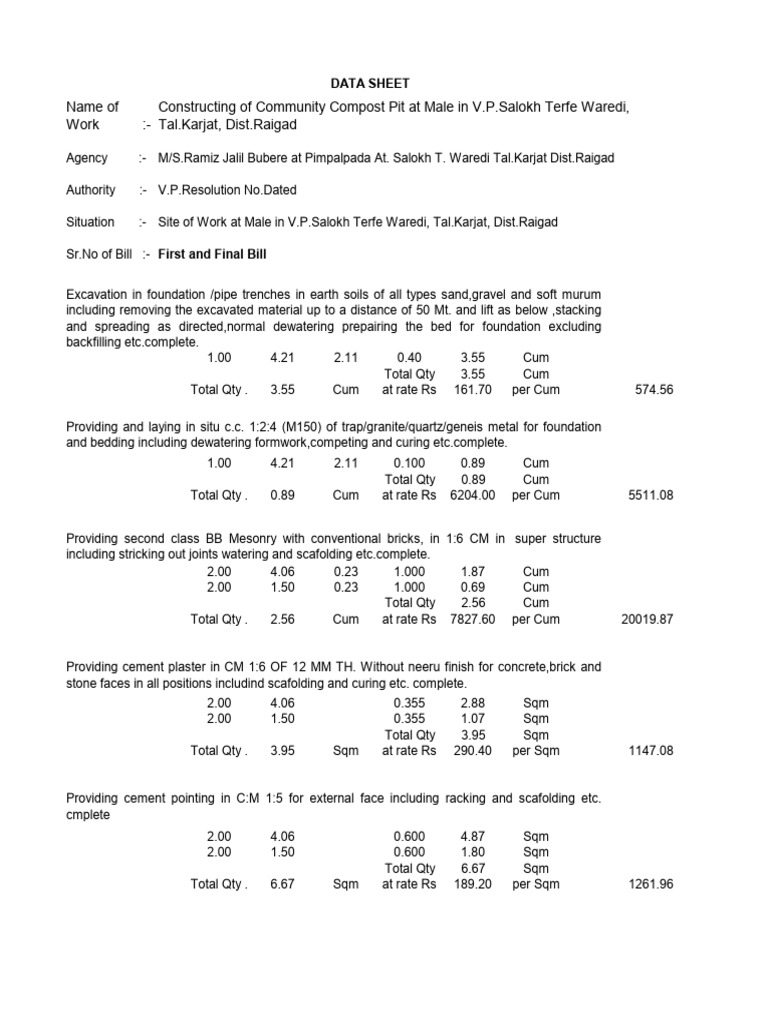 Bill For SLWM Male | PDF