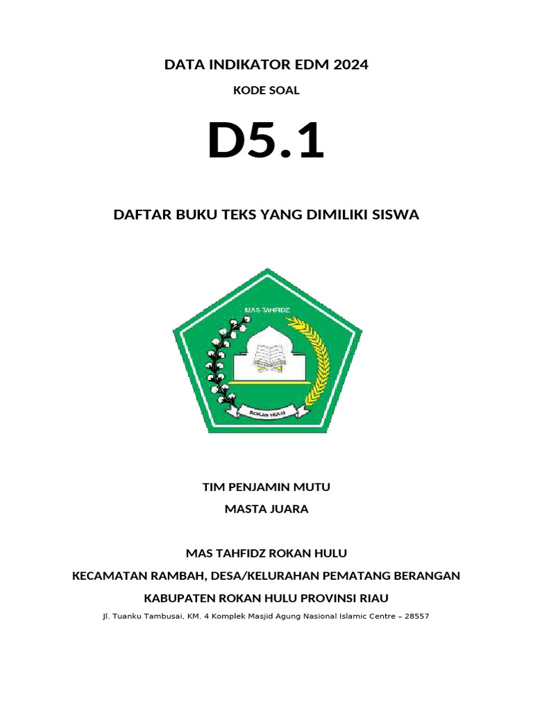 D5.1. Buku Teks Siswa Dalam Bentuk Cetak Atau Digital | PDF