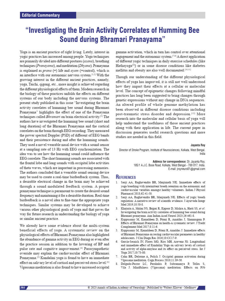 Investigating The Brain Activity Correlates Of.17 | PDF