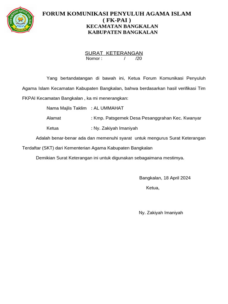 Rekom FKPAI Utk Majlis Taklim XX | PDF