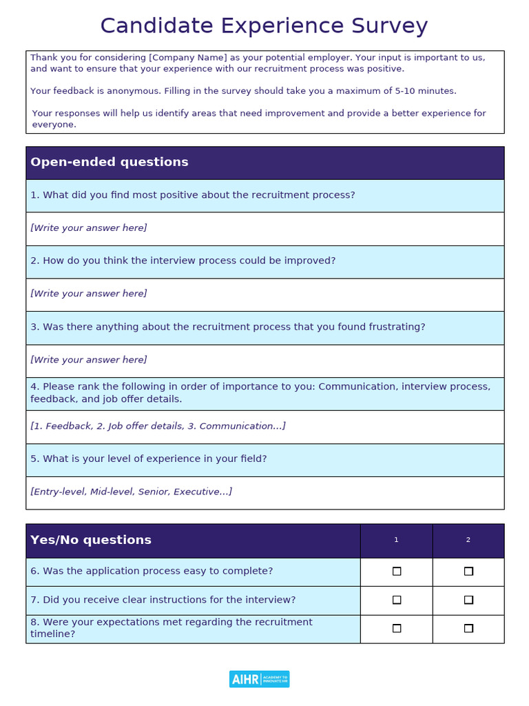 Candidate Experience Survey Template | PDF