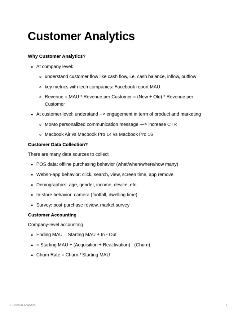 Customer Analytics Notes | PDF