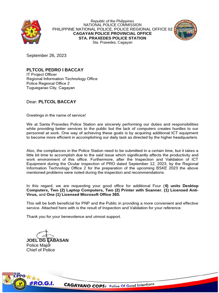 September 26, 2023: Pltcol Pedro I Baccay | PDF