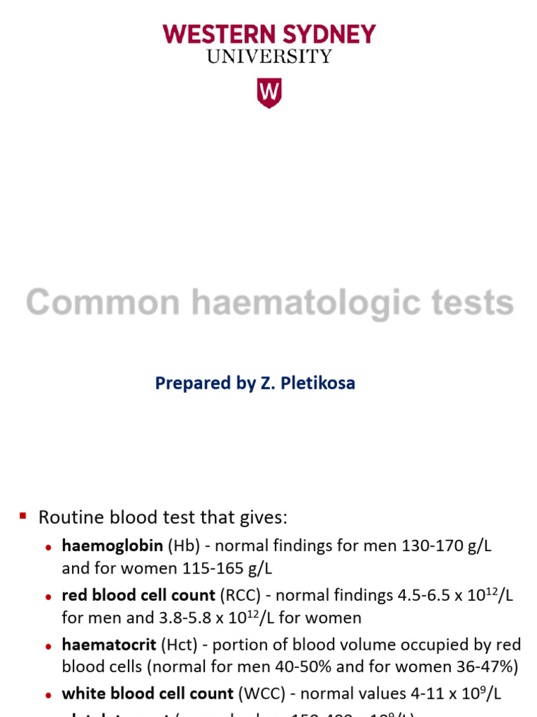 Haematologic Tests | PDF