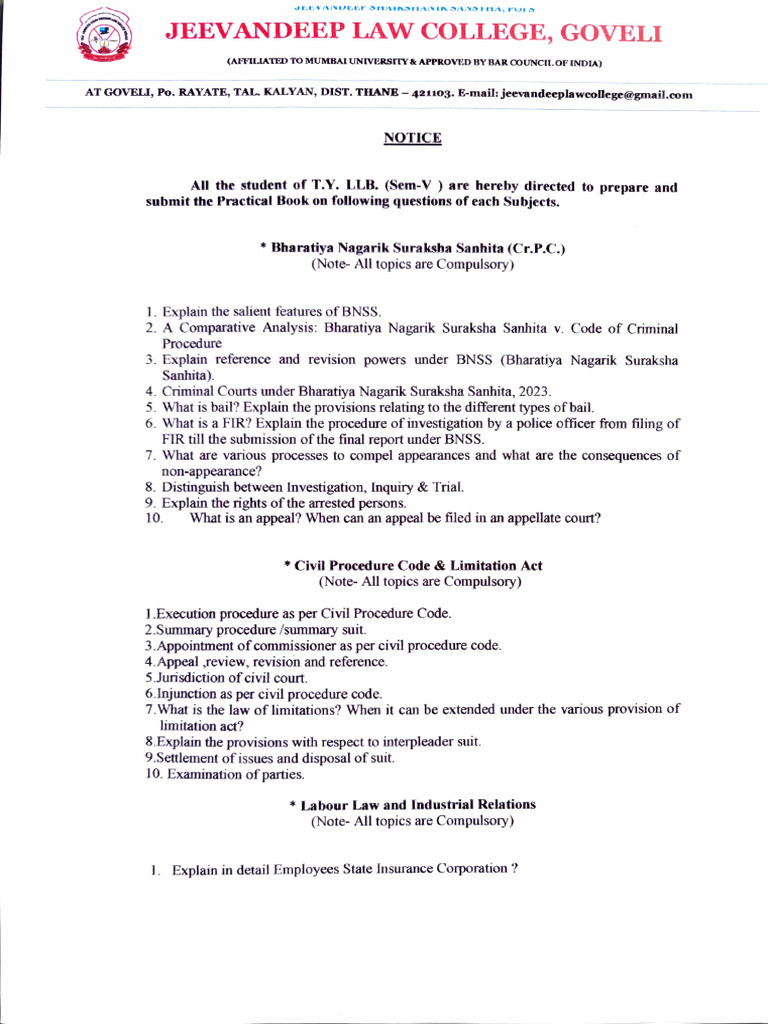 Assignment Notice for TYLLB | PDF