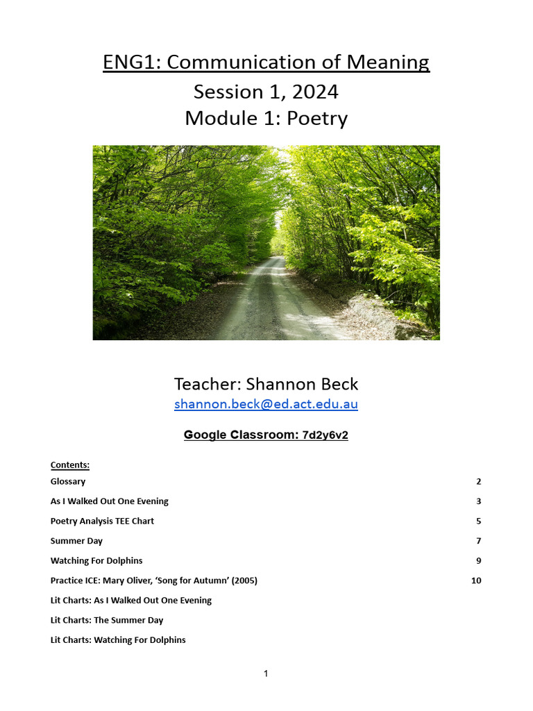 ENG1 2024 Poetry Booklet | PDF