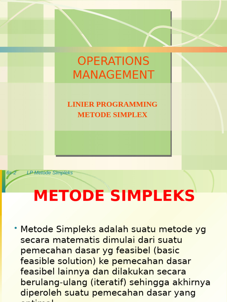 MO 2 Linear Programming Metode Simplex | PDF