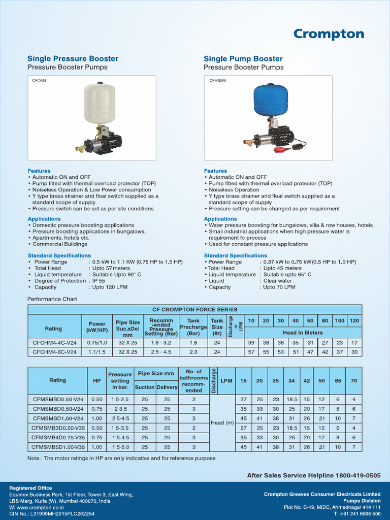 crompton-single-pressure-booster-pdf | PDF