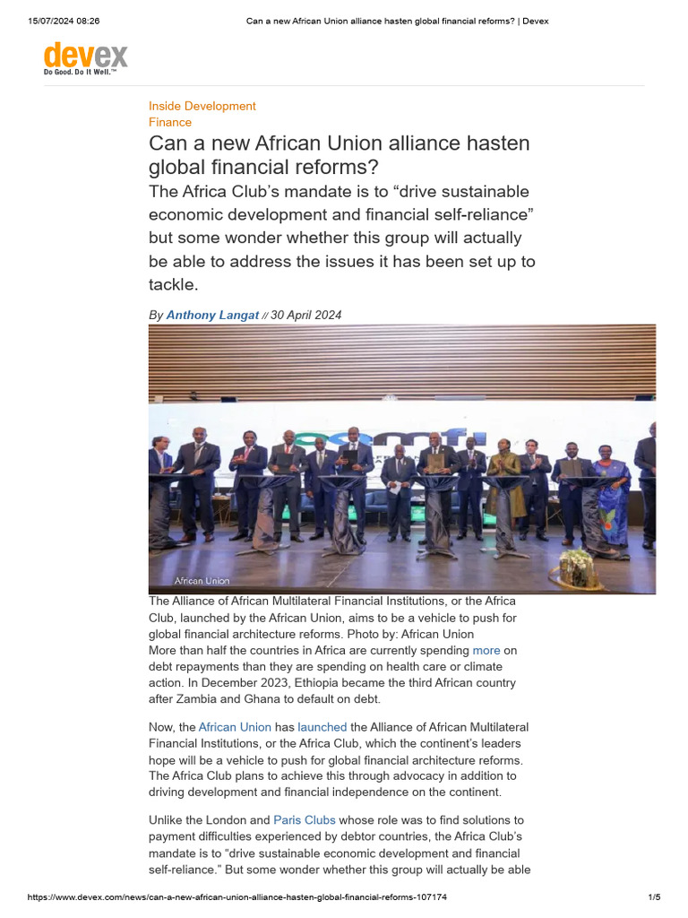 Can A New African Union Alliance Hasten Global Financial Reforms ...