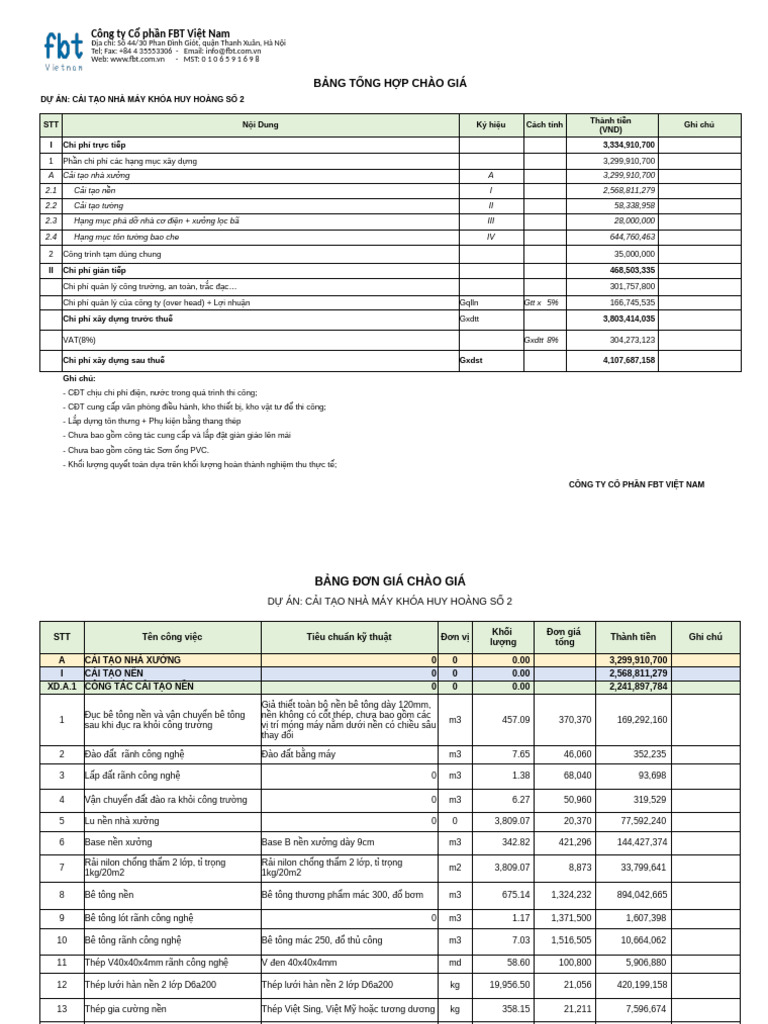 20240725-Quotation- FBT- NM Huy Hoang 2 | PDF