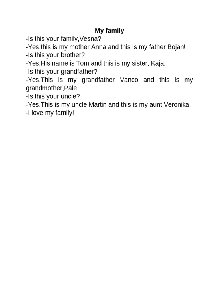 My Family Text | PDF