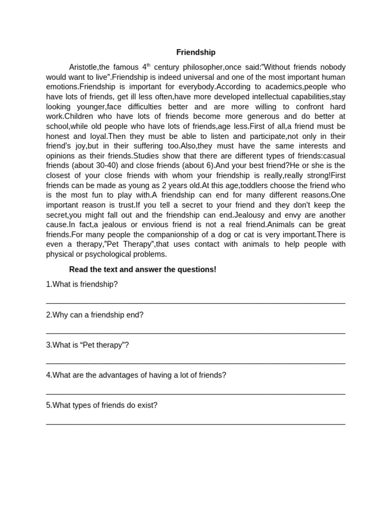 Friendship Text | PDF